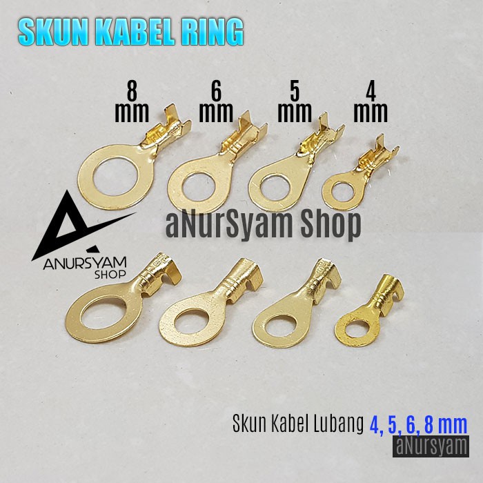Jual [156] Cable Lug / Skun Kabel Ring 3, 4, 5, 6, 8, 10 mm Skun Ring O ...