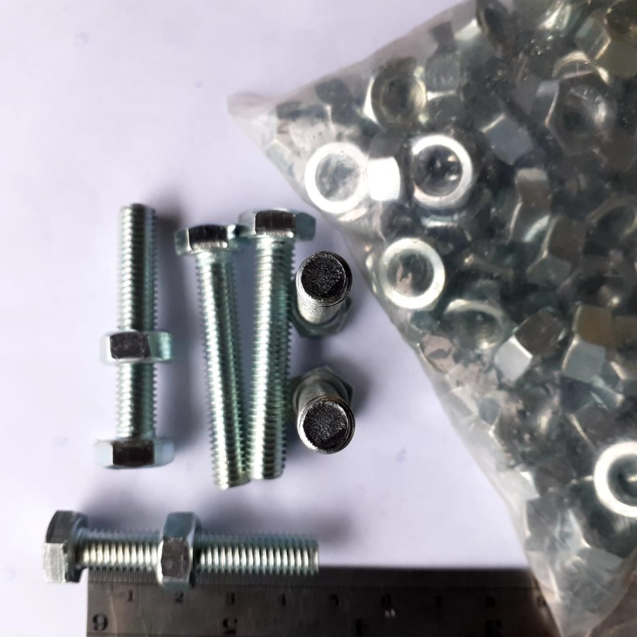 Jual BAUT MUR PUTIH M8 X 45 / BMP M8X45 / BAUT M8X45 PUTIH BMP M8 X 45 KUNCI 13 | Shopee Indonesia