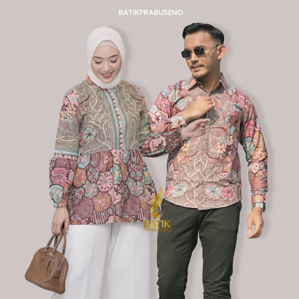 Jual NINDIA Couple Kemeja Batik Lengan Panjang tunik Original Prabuseno Full Furing Modern ...