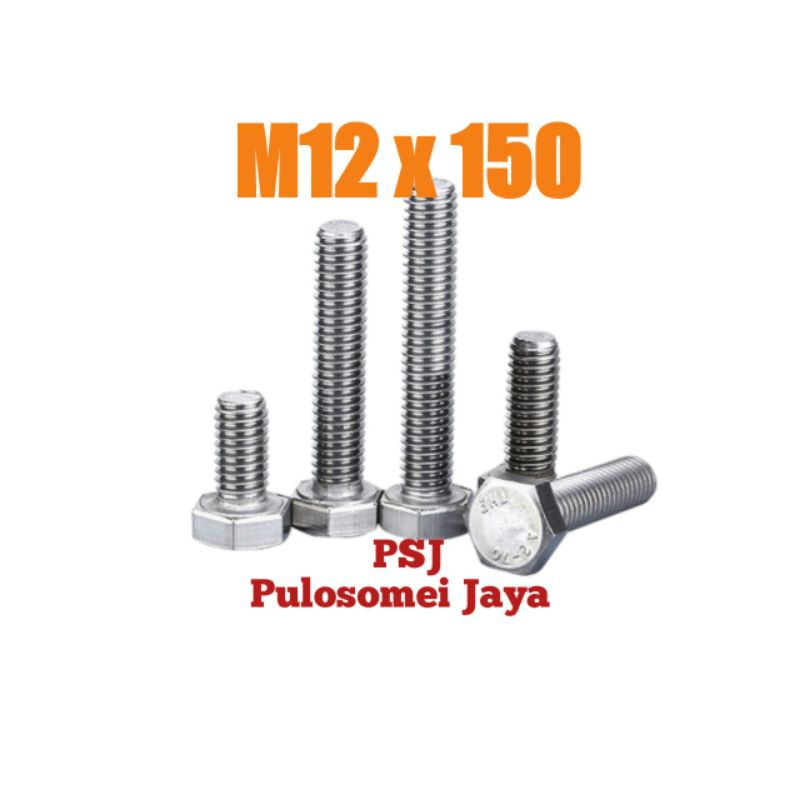 Jual Baut Mur Stainless M12 x 150 mm / Bolt Nut Stainless Steel 304 ...