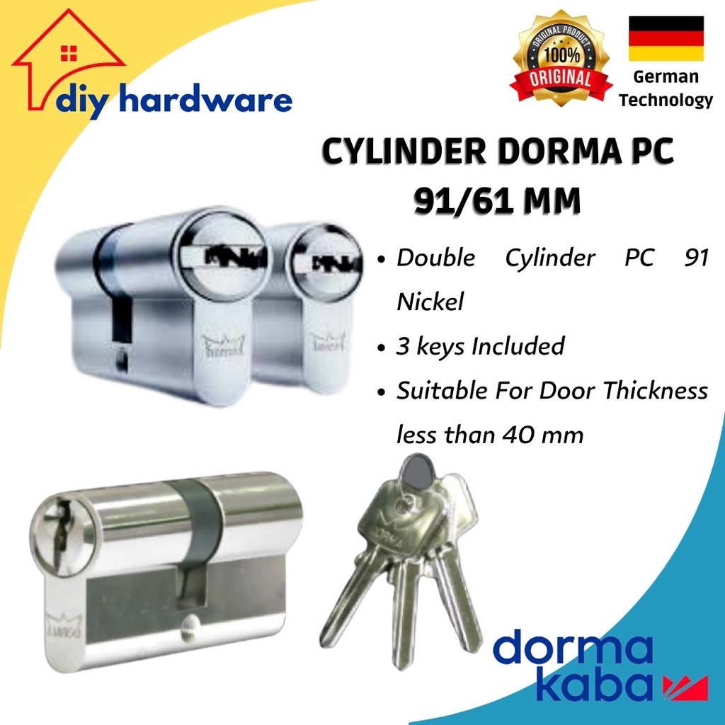 Jual Dorma Cylinder PC 91/61 mm Double Cylinder Kunci Silinder Pintu PC91 61mm-5pin/Nickel ...