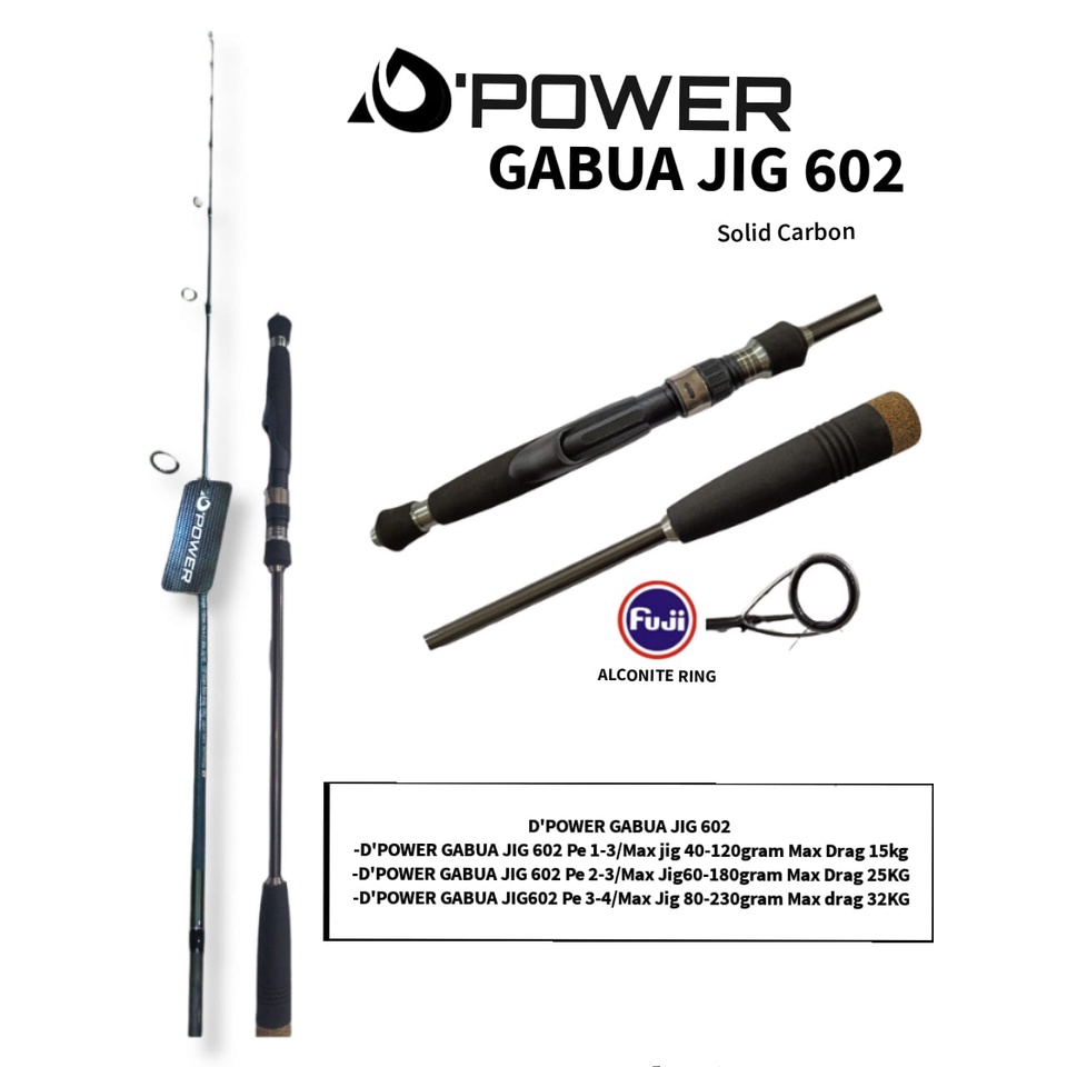 Jual Joran Dpower Gabua Jig 602 Full Fuji Alconite Free Packing Pipa ...