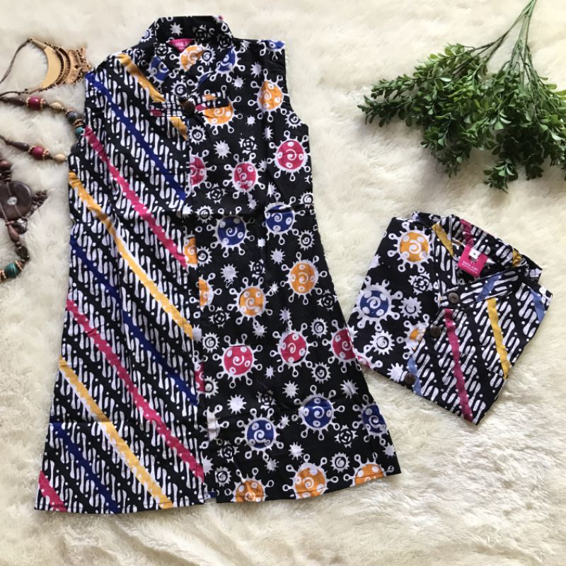 Jual Couple Outer Batik Anak Dan Kemeja Batik Anak Cofied Hitam Rainbow ...