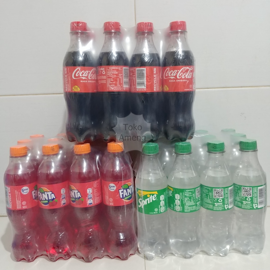 Jual Cocacola, Fanta, Sprite Seru (Botol) 390ml -1Dus (12pcs) | Shopee ...