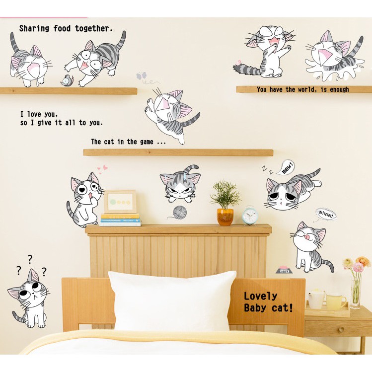 Jual RELIZA WALL STICKER KUCING BABY CAT KITTEN HITAM ANAK AY7054 ...