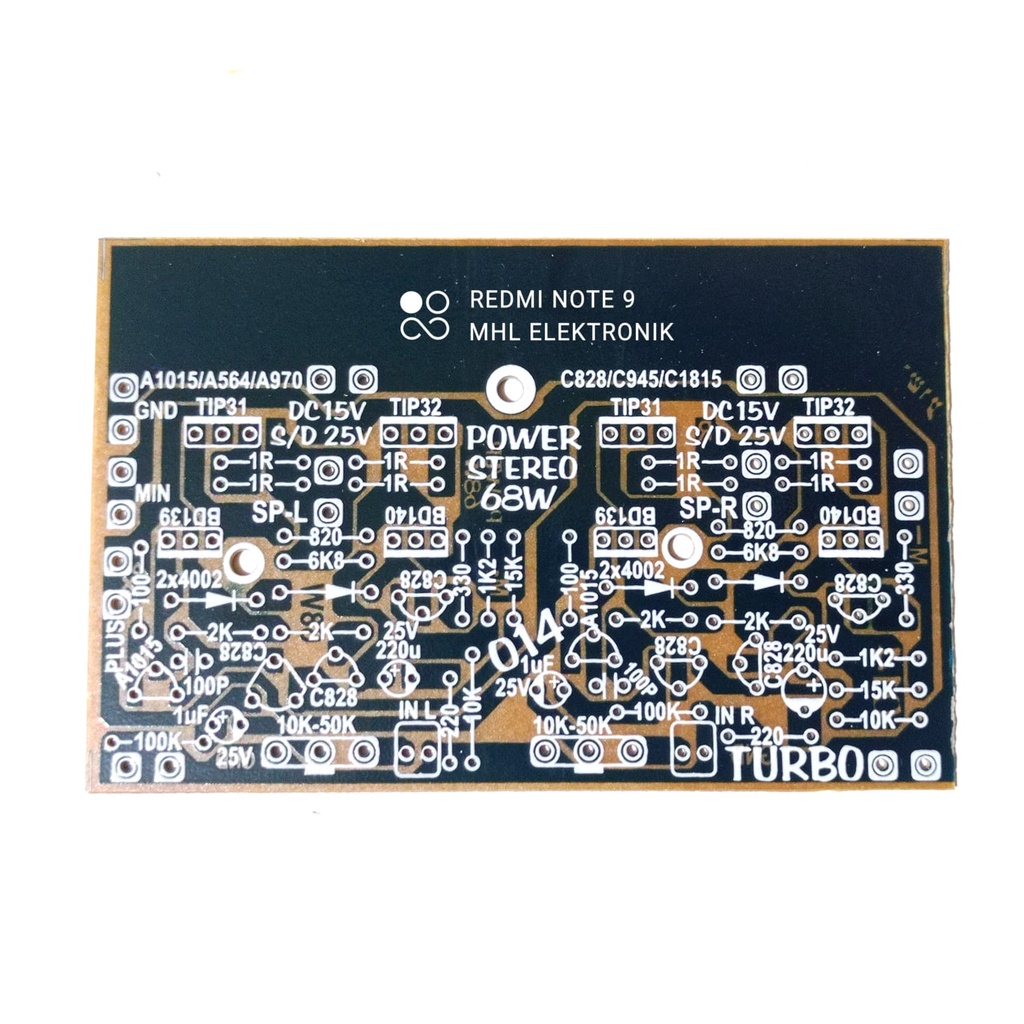 Jual PCB Power Amplifier Stereo 68Watt Final TIP31 dan TIP32 Tegangan ...