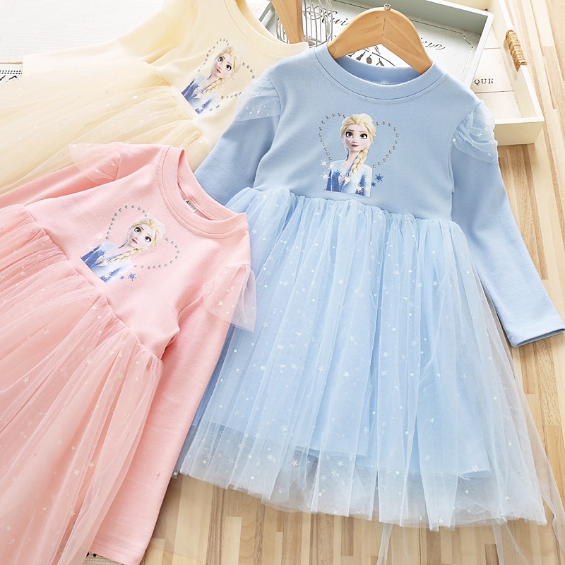 Jual Anak Perempuan Frozen Elsa Dicetak Tulle Princess Dress Anak ...