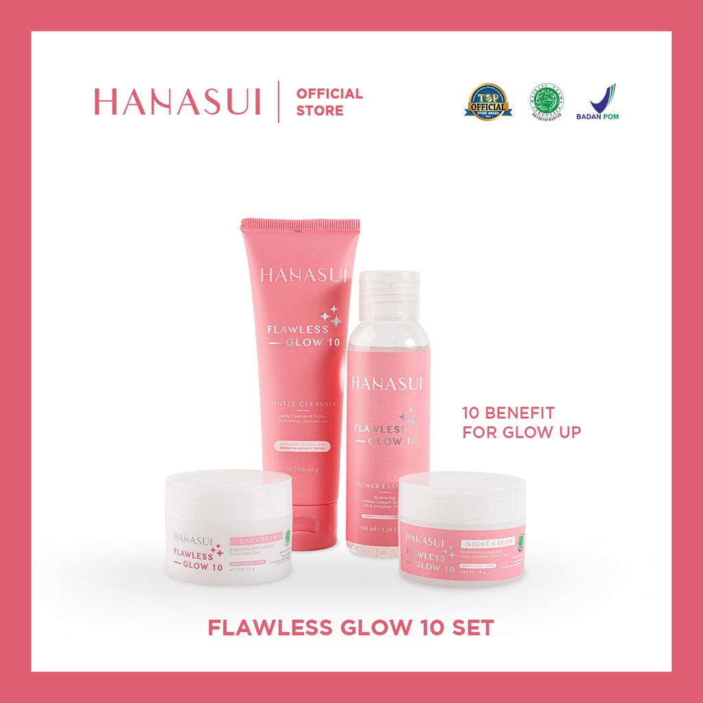 Jual Hanasui paket lengkap glow(1 face wash,1essence,1day cream,1night ...