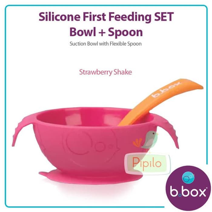 Jual Bbox Silicone Bowl & Spoon – Strawberry Shake / Mangkok Makan Anak ...