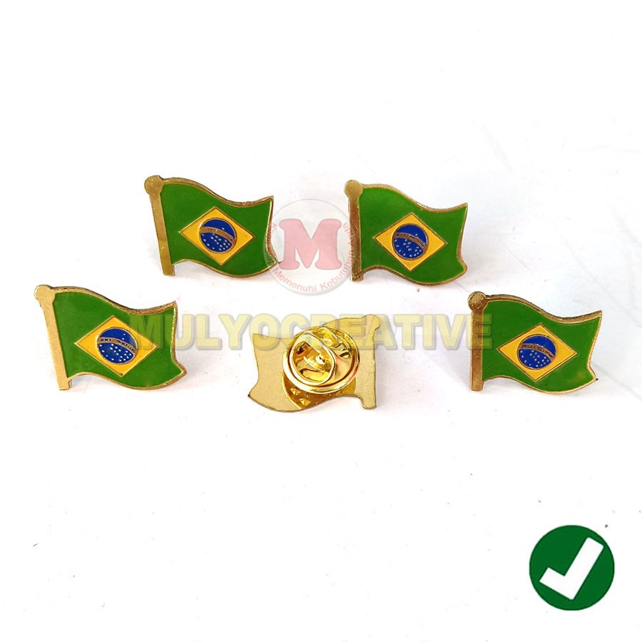 Jual Pin Bros Bendera Negara Brazil Flag Pin Brazil Bahan Logam ...