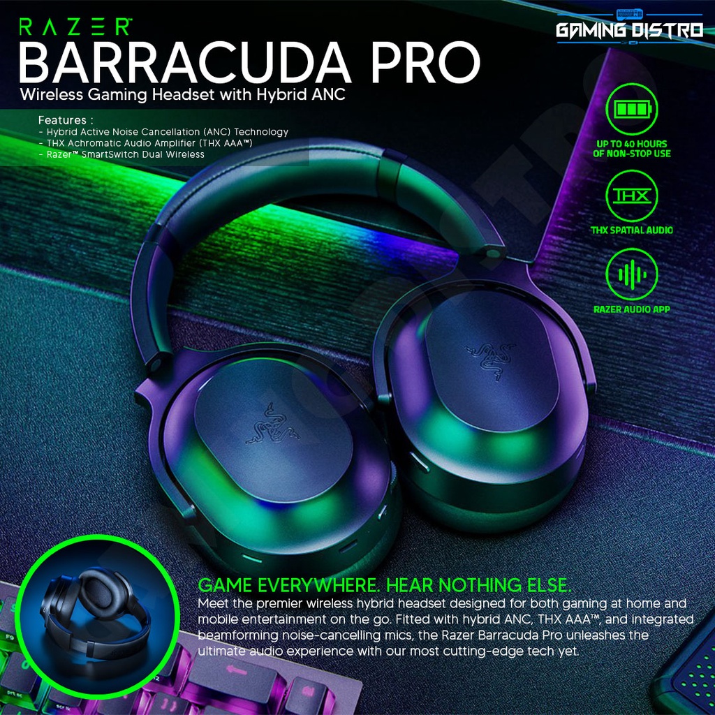 Jual Headset Gaming Razer Barracuda Pro Wireless 2.4GHz THX Hybrid ...