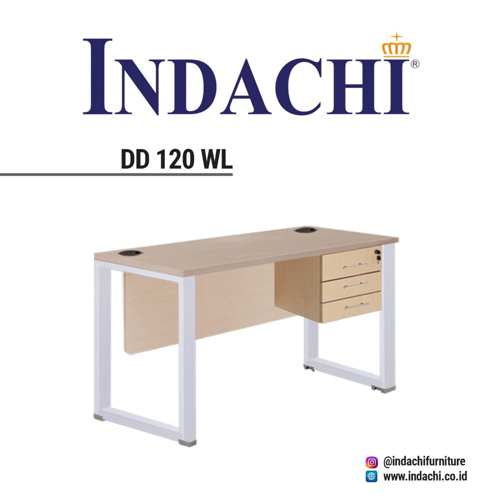 Jual Meja Kantor / Meja Kerja 1/2 Biro + Laci Gantung - Indachi DD 120 WL | Shopee Indonesia