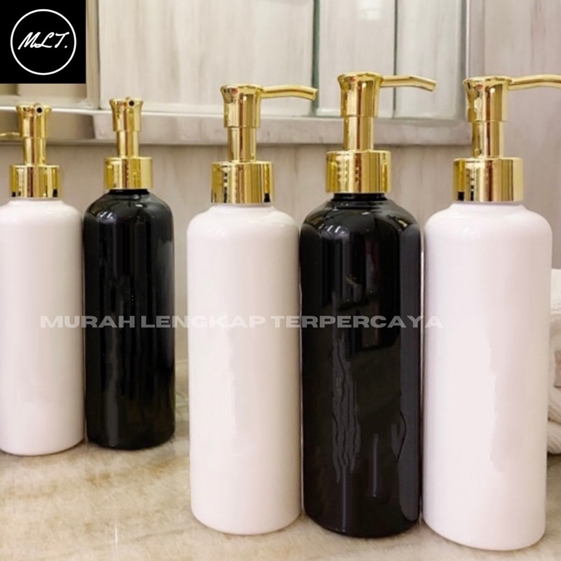 Jual BOTOL 250ML HITAM/PUTIH GLOSSY GOLD NEW PUMP LUXURY TUTUP CLIP OIL ...