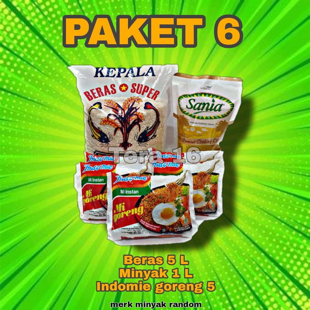 Jual paket 6 beras minyak indomie goreng paket sembako paket lebaran hampers | Shopee Indonesia
