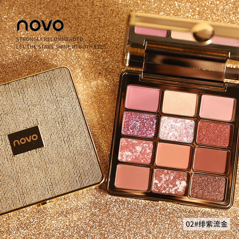 Jual Hadiah brow card - Novo Eyeshadow 12 warna shimmer matte gliiter ...