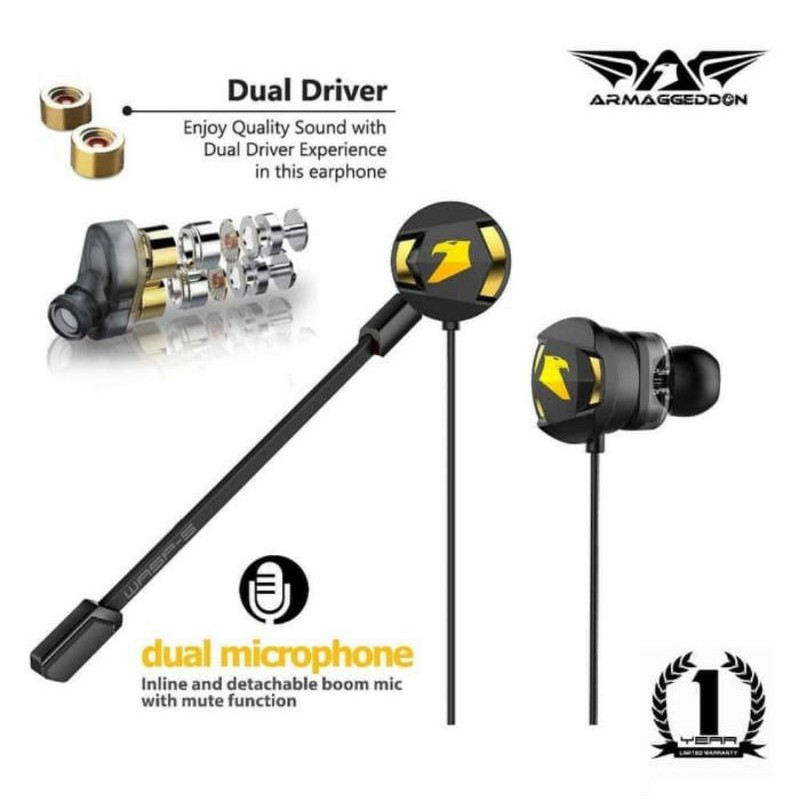 Jual Headset/Handset/Earphone Gaming Armageddon WASP-5 Dual Microphone ...