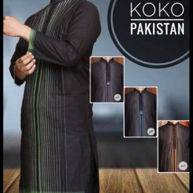 Jual Gamis Pakistan Black / Koko Pakistan Hitam Exclusive TOKO CAHAYA ...