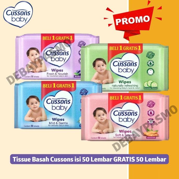 Jual Tissue cussons Tisu basah cussons baby wipes beli 1 gratis 1 (50 ...