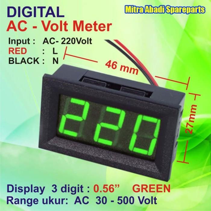 Jual Voltmeter AC 220V 30-500 Volt 0,56 Inch Digital With Frame Green/Hijau | Shopee Indonesia