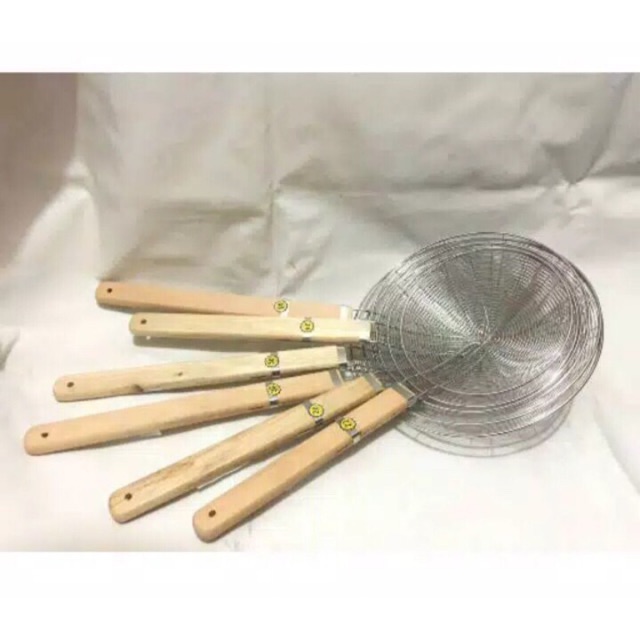 Jual Saringan Serokan Parabola 24cm Gagang Kayu Serokan Gorengan ...