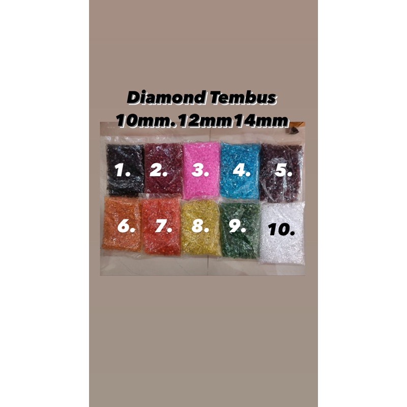 Jual Mote / Manik Diamond Tembus 10mm,12mm,14mm | Shopee Indonesia