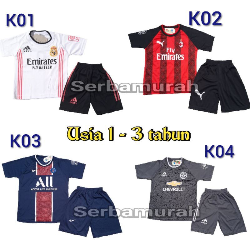 Jual Jersey bola anak setelan jersey anak 1 sampai 3 tahun | Shopee ...