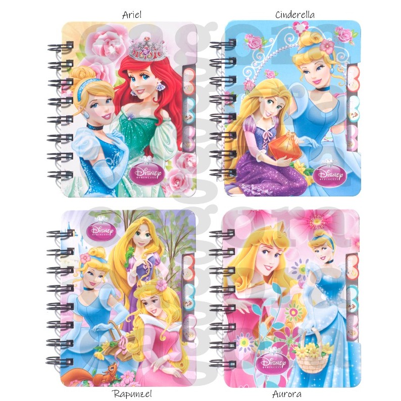 Jual Notebook Mini Princess Ariel Aurora Cinderella Rapunzel Memo Unik ...