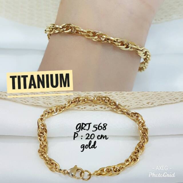 Jual Gelang Rantai titanium Gold 20cm | Shopee Indonesia