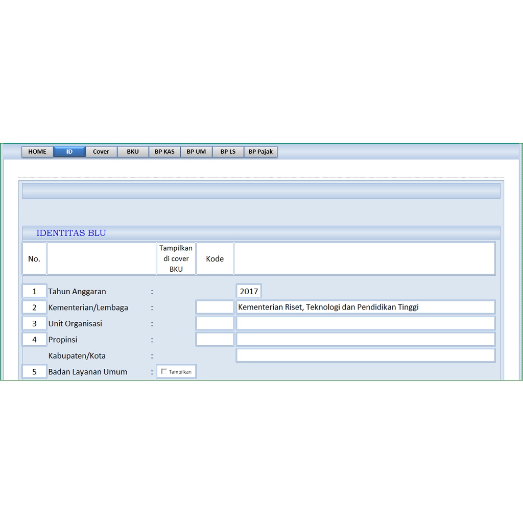 Jual Aplikasi Buku Kas Umum bku excel | Shopee Indonesia