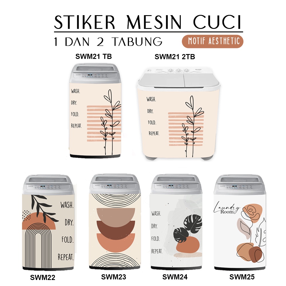 Jual Stiker Sticker Mesin Cuci 1 dan 2 Tabung Minimalis Aesthetic ...