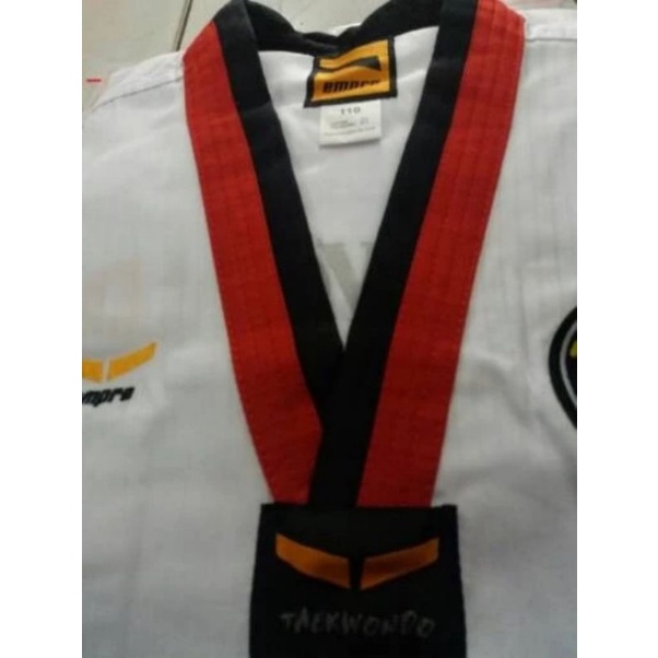 Jual Baju Taekwondo (Dobok) Empro Kerah Merah Hitam (Poom) | Shopee Indonesia