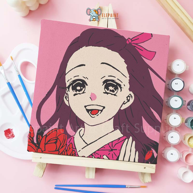Jual Paint By Number 20x20cm Anime Nezuko DIY Painting Kit Demon Slayer ...