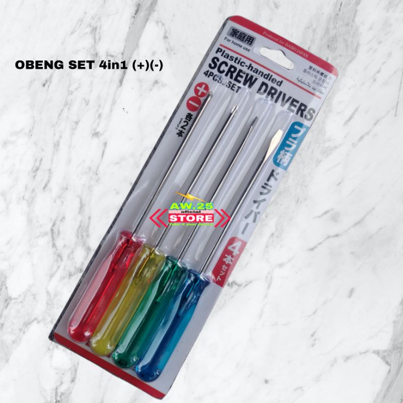 Jual OBENG SET 4 PCS TRANSPARAN MURAH (+)(-) | Shopee Indonesia
