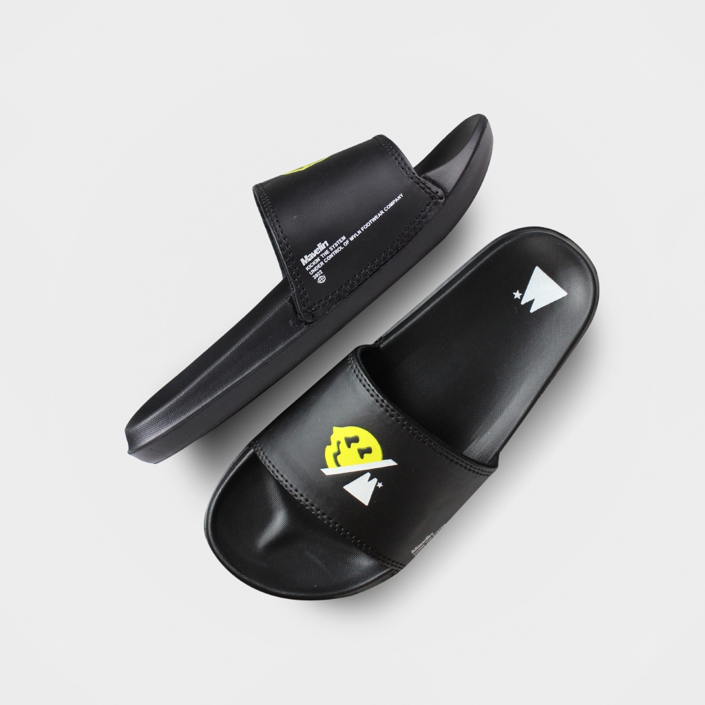 Jual Mavelin Footwear - Smiley Black | Slippers Slide | Sandal Pria ...