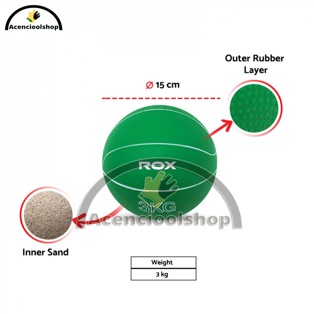 Jual Medicine Ball Excersice Bola Latihan 3Kg 3 Kg ROX Original ...