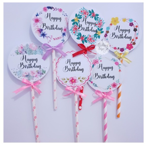 Jual Circle Flower Topper Cake Birthday / Hiasan Kue Ulang Tahun ---isi ...