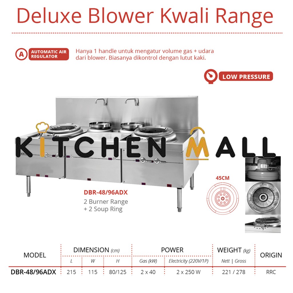 Jual GETRA DBR-48/96ADX deluxe blower kwali range / kompor restoran dan ...