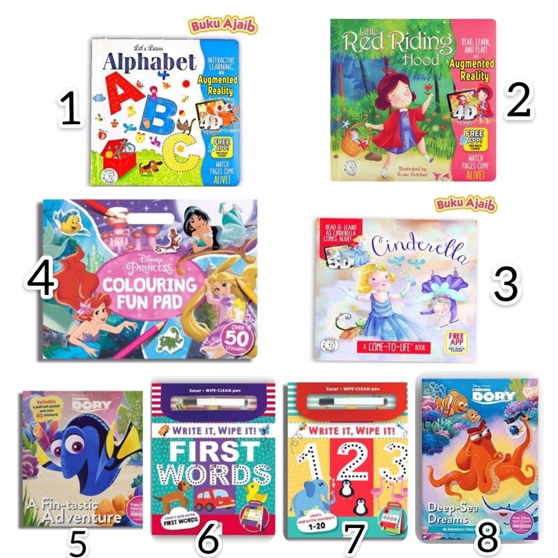 Jual Buku Anak Ajaib 3D Little Red ABC Cinderella Write It Wipe It ...