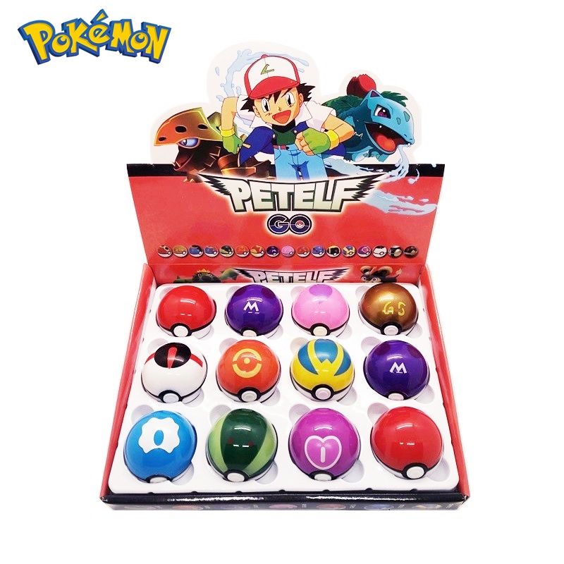 Jual 12Pcs/set Pokemon Pokeball Set Pop-up Elf Ball Toys TAKARA TOMY ...