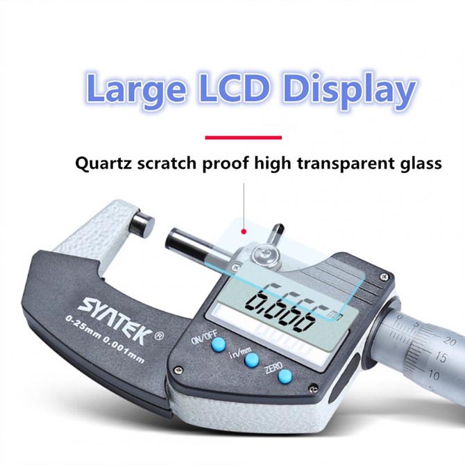 Jual Digital Micrometer 0.001mm Syntek 0-25mm Thickness Outside Micro Meter 0.001 mm Micrometers ...