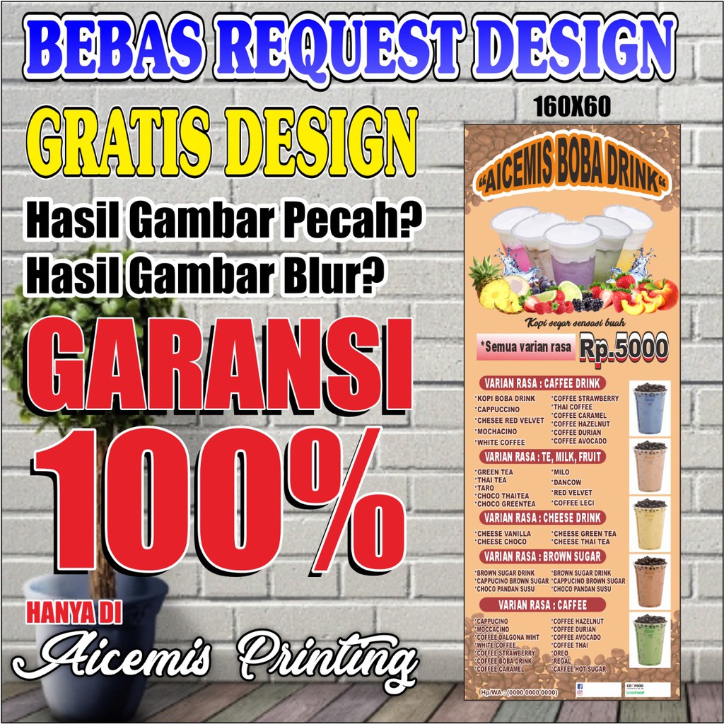 Jual Spanduk Minuman / Spanduk Coffee / Spanduk Murah / Spanduk 160x60 ...