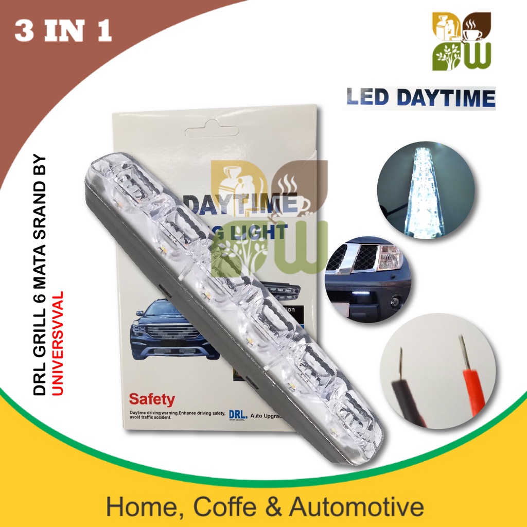 Jual DRL Grill 6 Mata LED Lampu Variasi Motor Mobil Stand by Putih ...