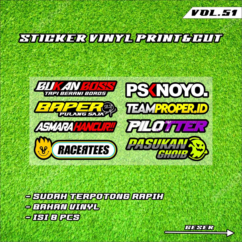 Jual Sticker Racing Vinyl Pack Print & Cut Stiker Motor Sticker VIRAL ...