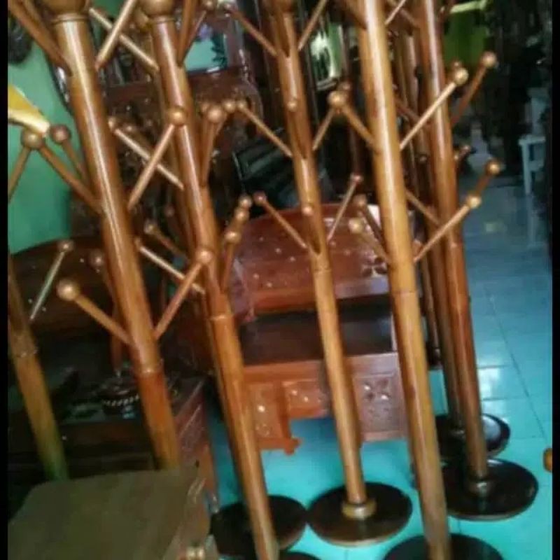Jual Tempat Topi Helm 9 Tangkai Furniture Dari Kayu Jati Asli | Shopee ...