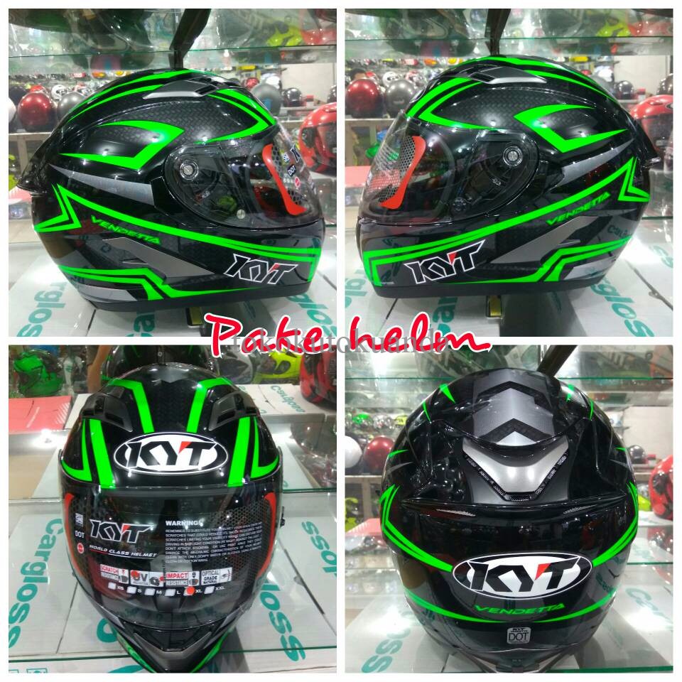 Jual HELM KYT VENDETTA CARBON HELM KYT FULL FACE BLACK GREEN | Shopee ...