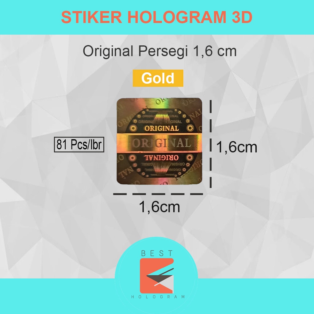 Jual Stiker Hologram 3D Original Persegi 1,6cm - segel rusak biasa/non ...