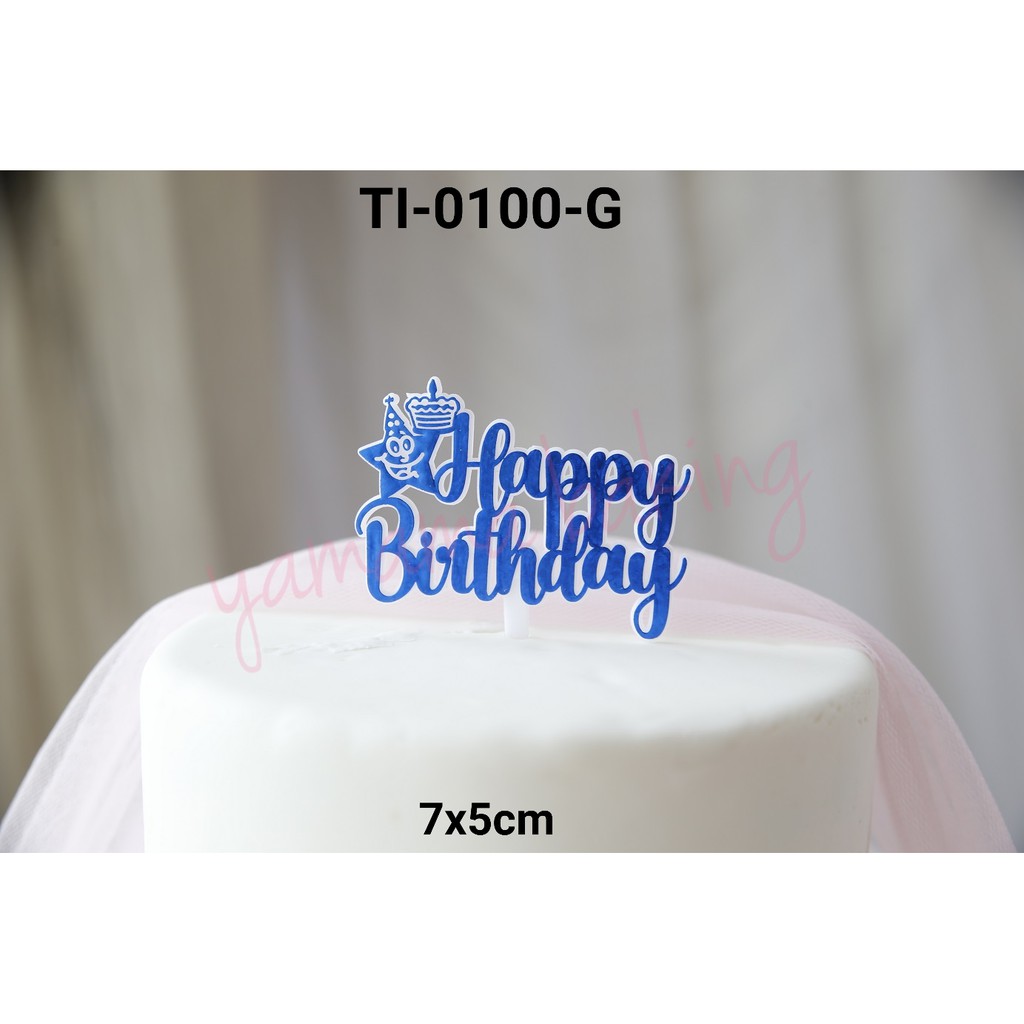 Jual TI-0100-G Topper tulisan happy birthday bintang star cake yamama ...