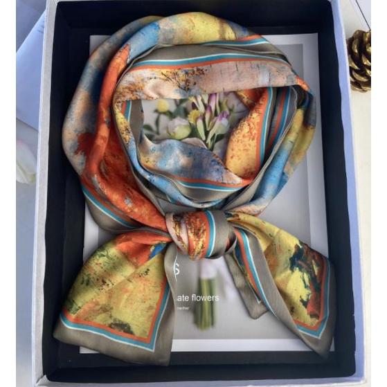 Jual 70x70cm Mini Scarf Syal Persegi Wanita Model Print Sederhana Gaya ...