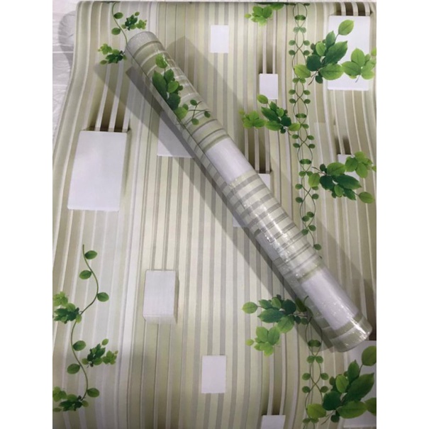 Jual wallpaper sticker dinding motif daun hijau 3D/daun bonsai 3D 45cm x 10M | Shopee Indonesia