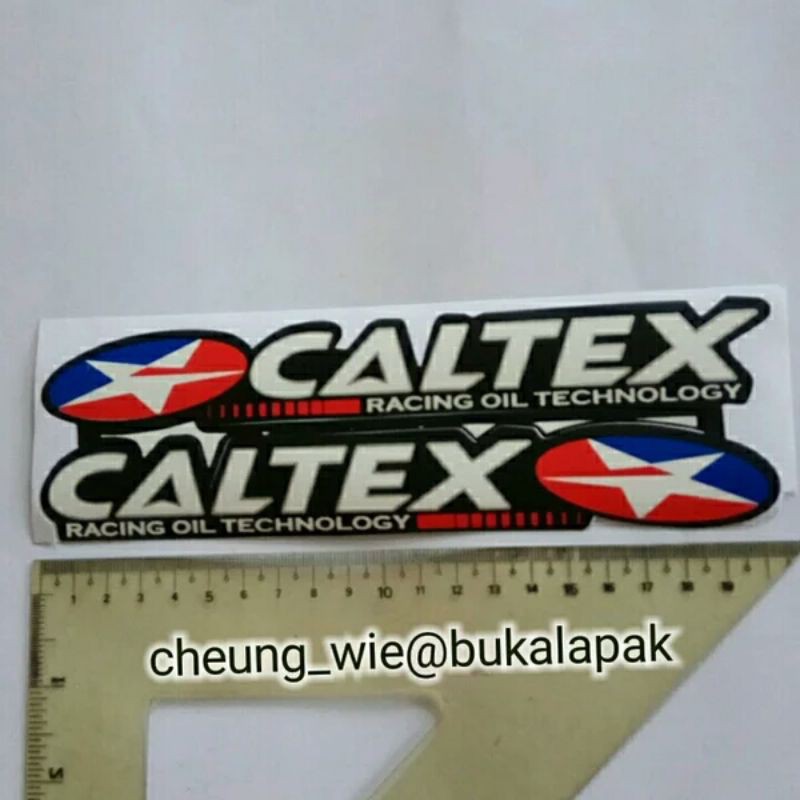 Jual Stiker- Sticker Logo Caltex Racing oil Technology size 20cm 2pcs ...